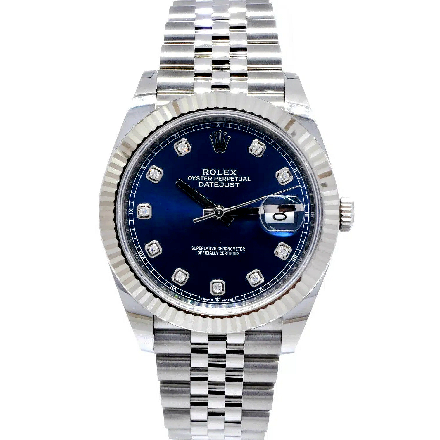 ROLEX DATEJUST 41MM 126334 0016 BRIGHT BLUE SET WITH DIAMONDS