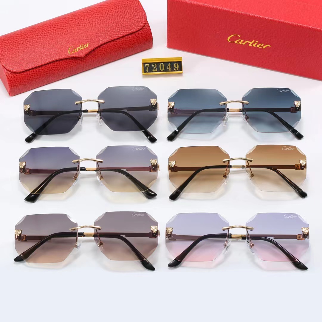 Cartier Special-Shaped Lens Rimless Sunglasses