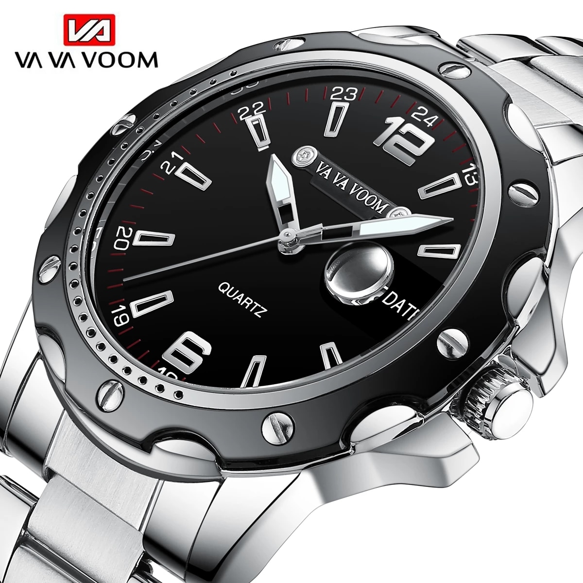 VAVA VOOM Top Brand Watch Men Stainless Steel Business Date Clock ...