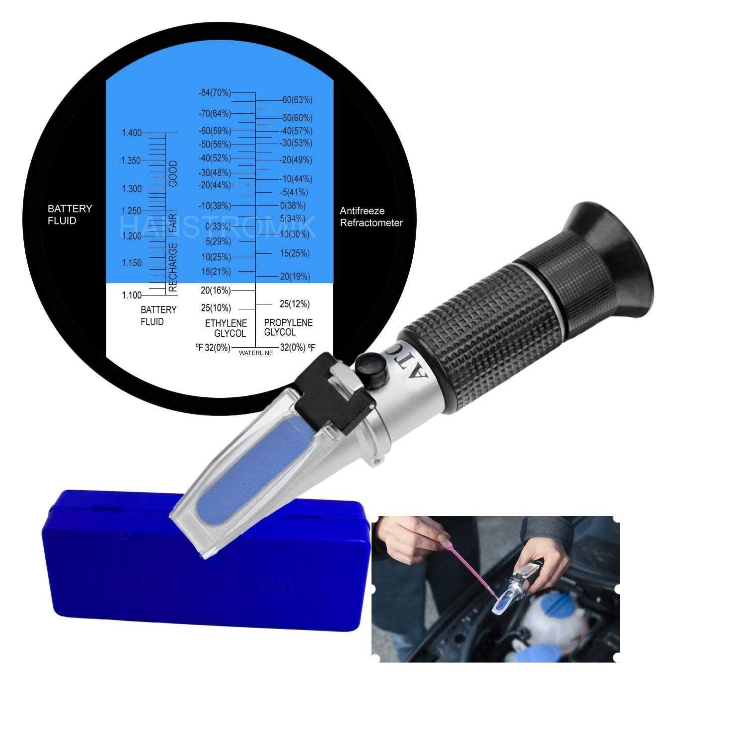 TRZ 4-in-1 Antifreeze Refractometer Ethylene Glycol, Propylene Glycol ...