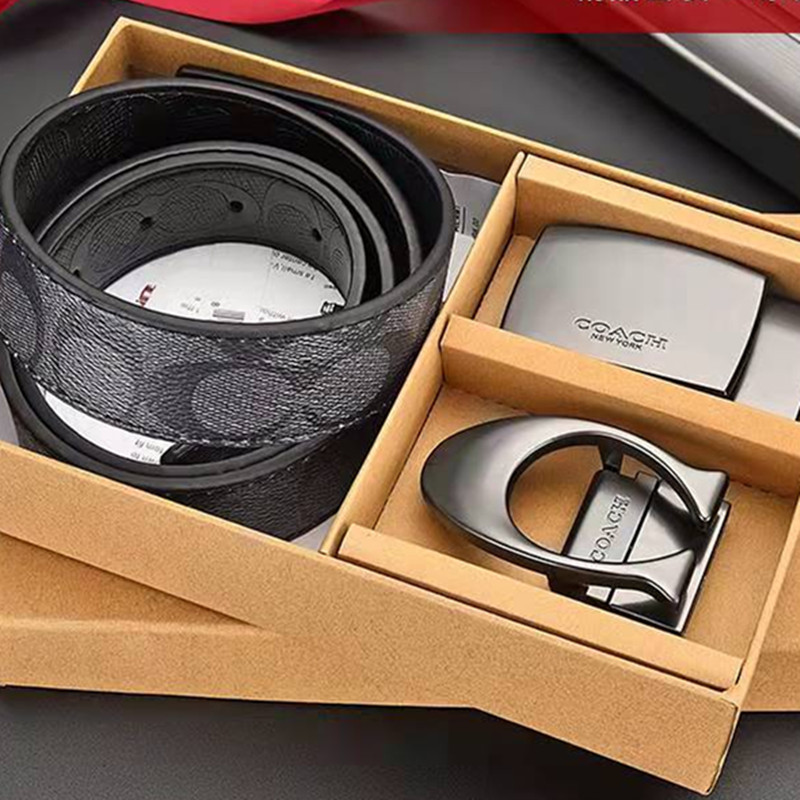Coach Fashion Classic Double Buckle Reversible Belt Gift Box
